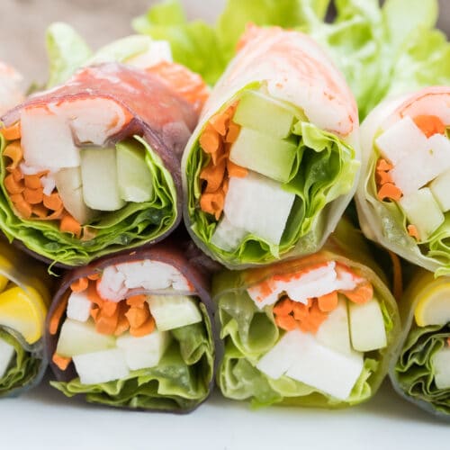 Chicken and Veggie Spring Rolls with Peanut Dipping Sauce - SHK