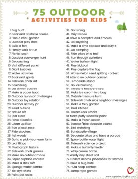 75 Outdoor Activities for Kids - Free Printable!