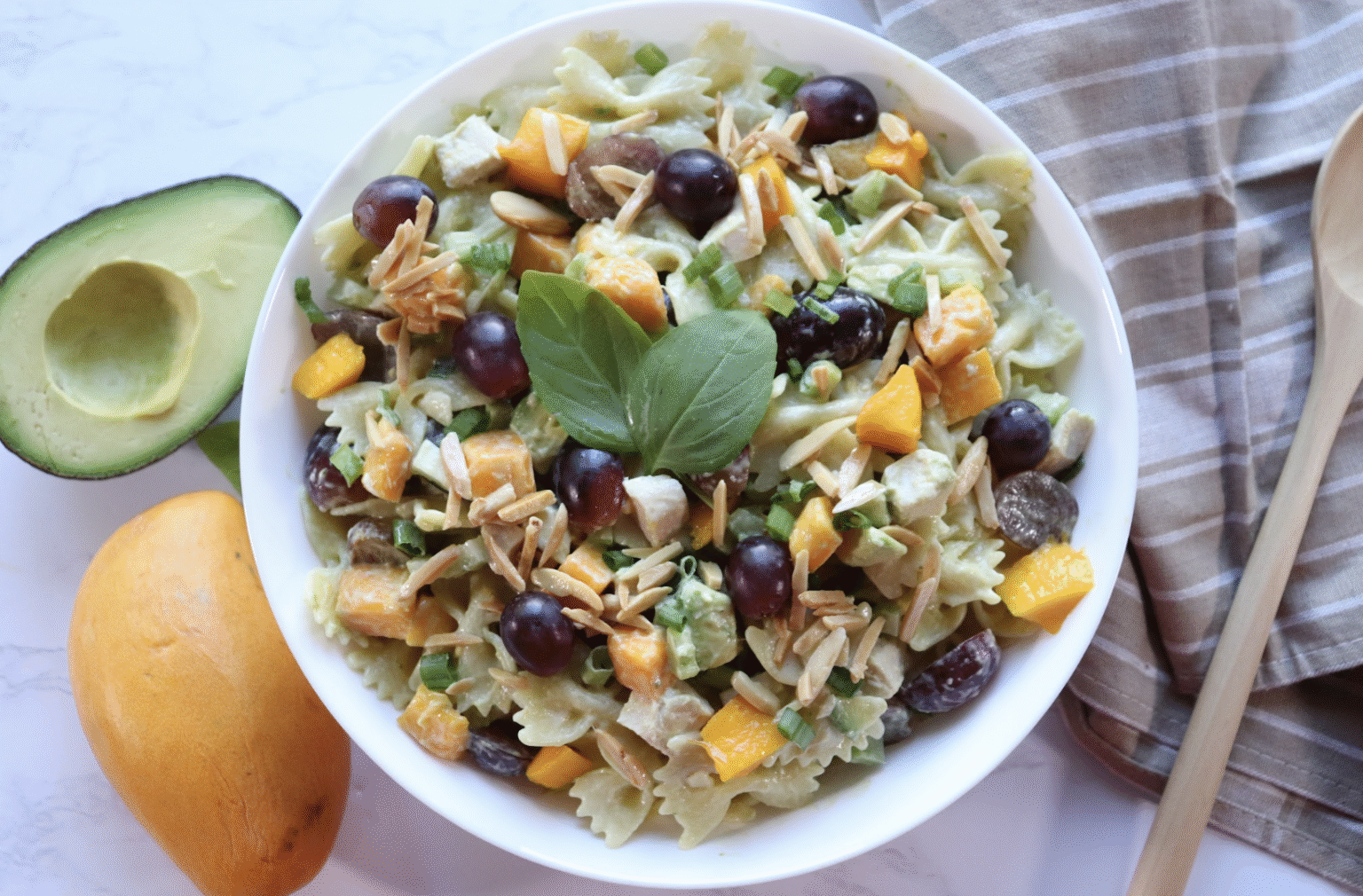 Mango Chicken Pasta Salad with Citrus Basil Dressing - SHK